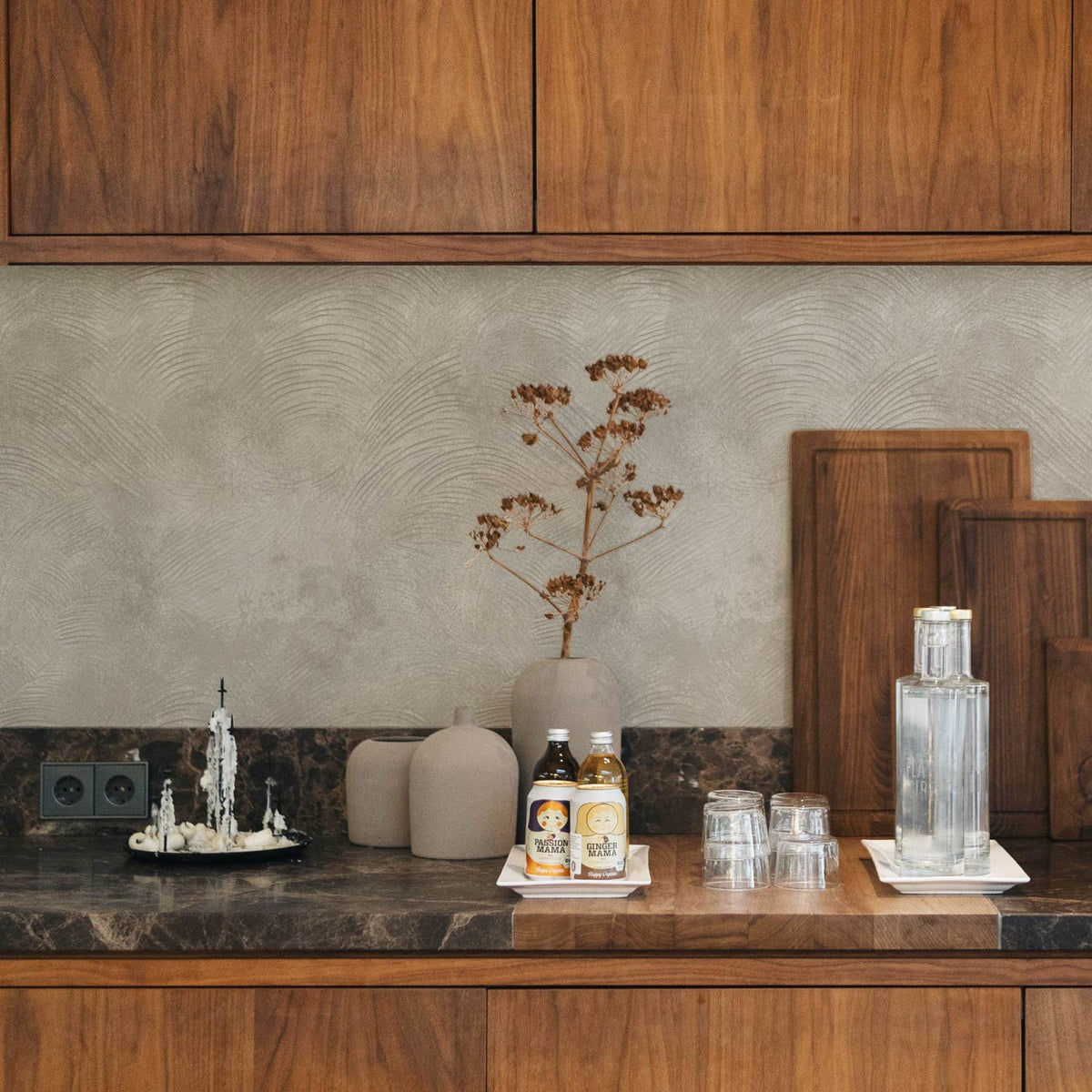 Minimal Limewash Textured Backsplash